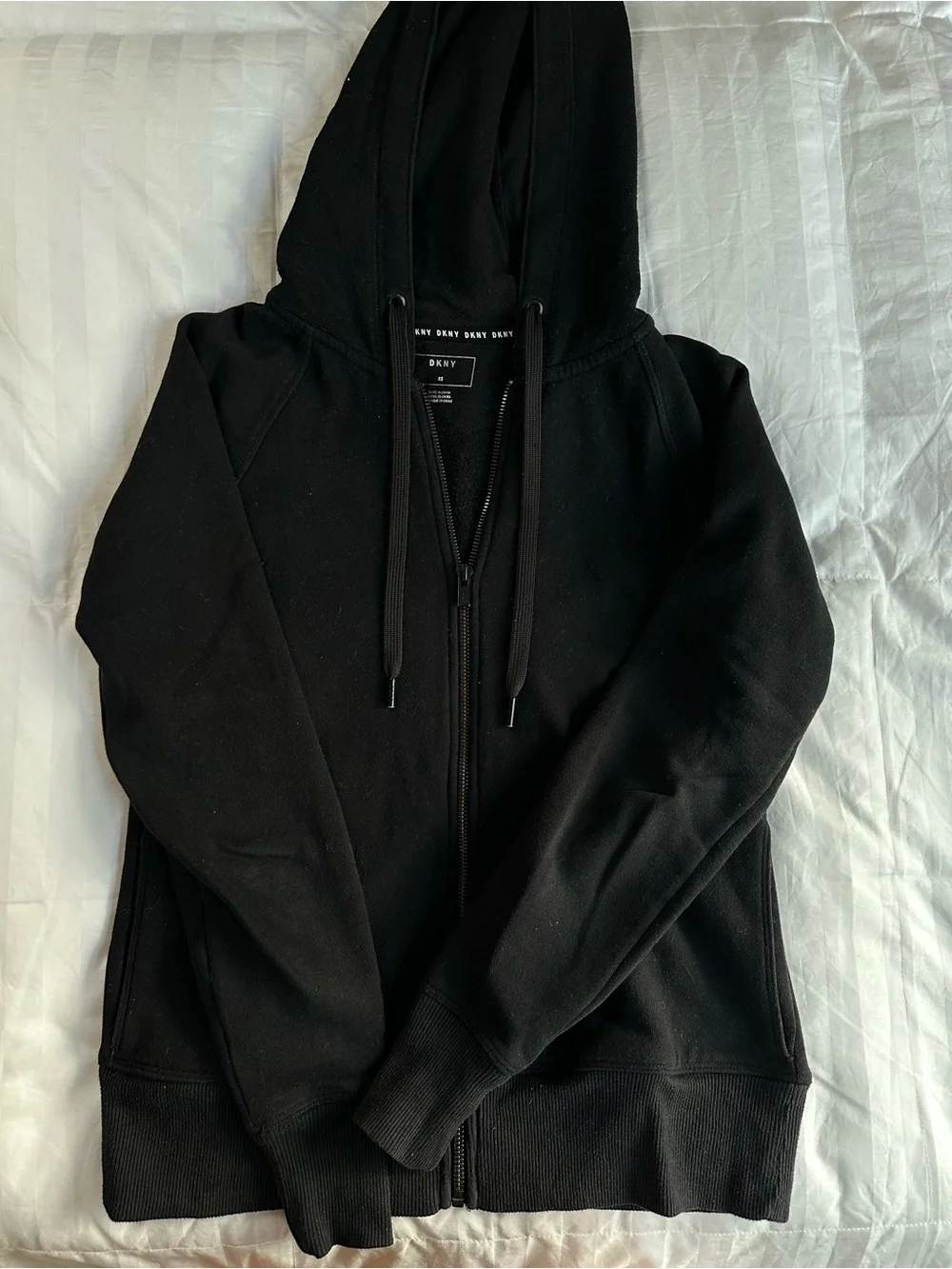 Dkny | Tops | Dkny Black Hooded Zip Sweatshirt | Poshmark